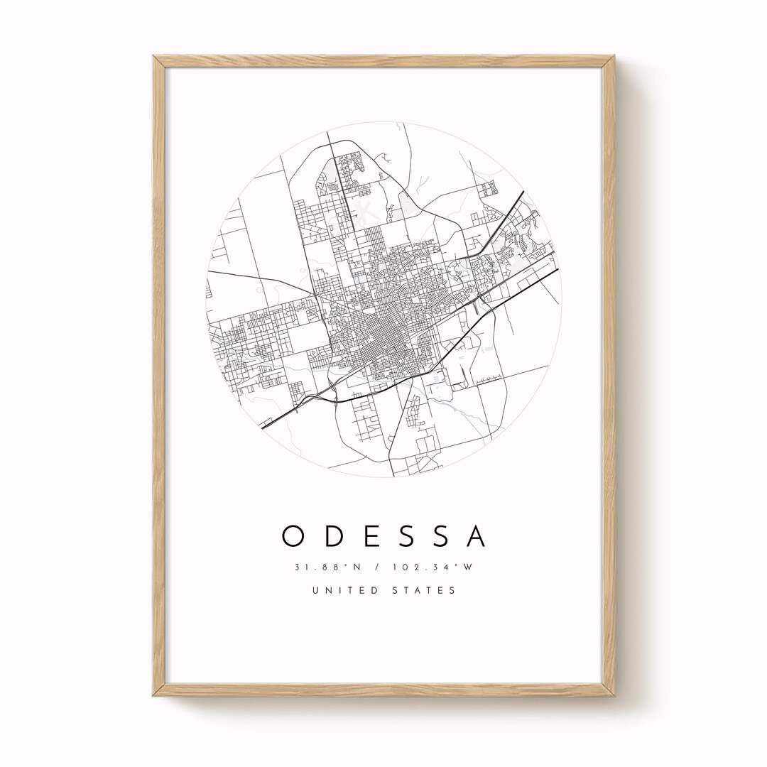 Odessa Map Print: Modern Minimalist Design - Matte Fine Art Paper - Etsy