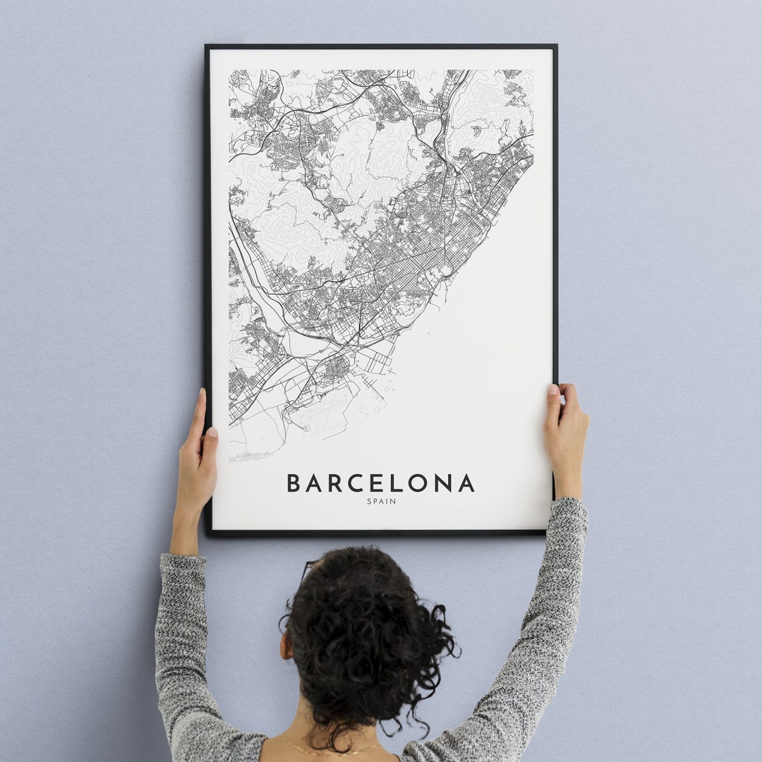 City Map Barcelona, Map of Barcelona, Map Poster, Town Map Poster ...
