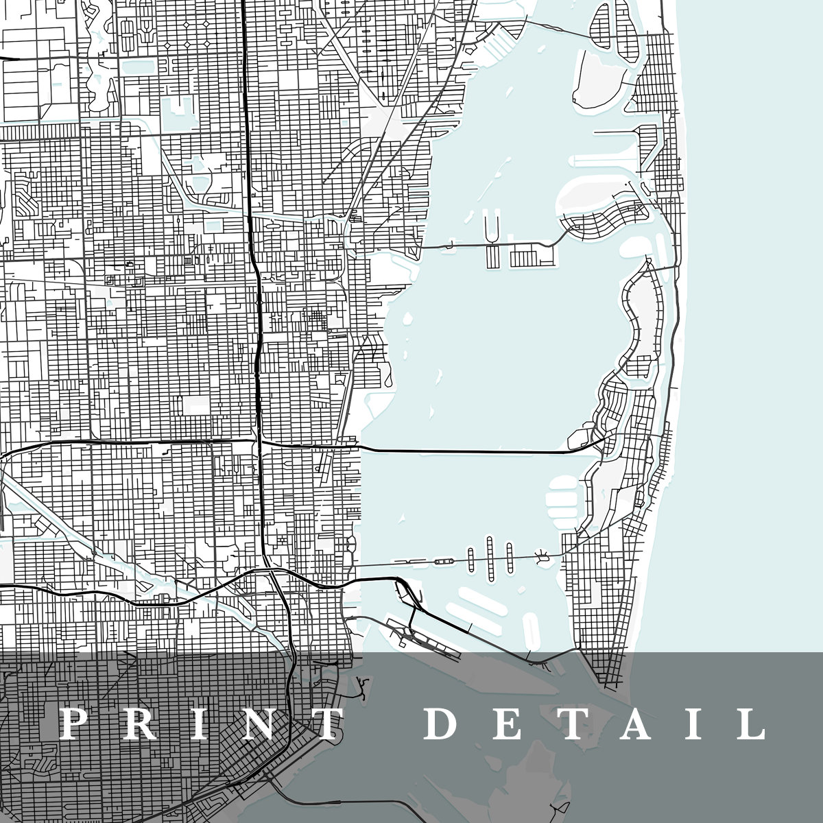 Miami Map Map of Miami Miami Print of Miami City Map City | Etsy India