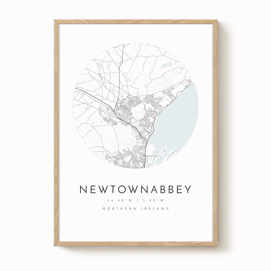 Newtownabbey Map Print: Minimalist City Art (multiple Sizes Available ...