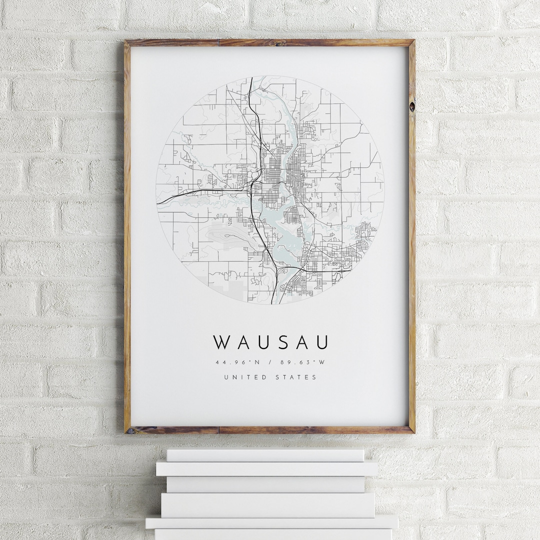 Wausau Map, Wausau, Wisconsin, City Map, Home Town Map, Wausau Print ...