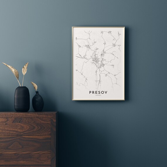 Home Décor Home & Living map poster city map print Presov map art ...