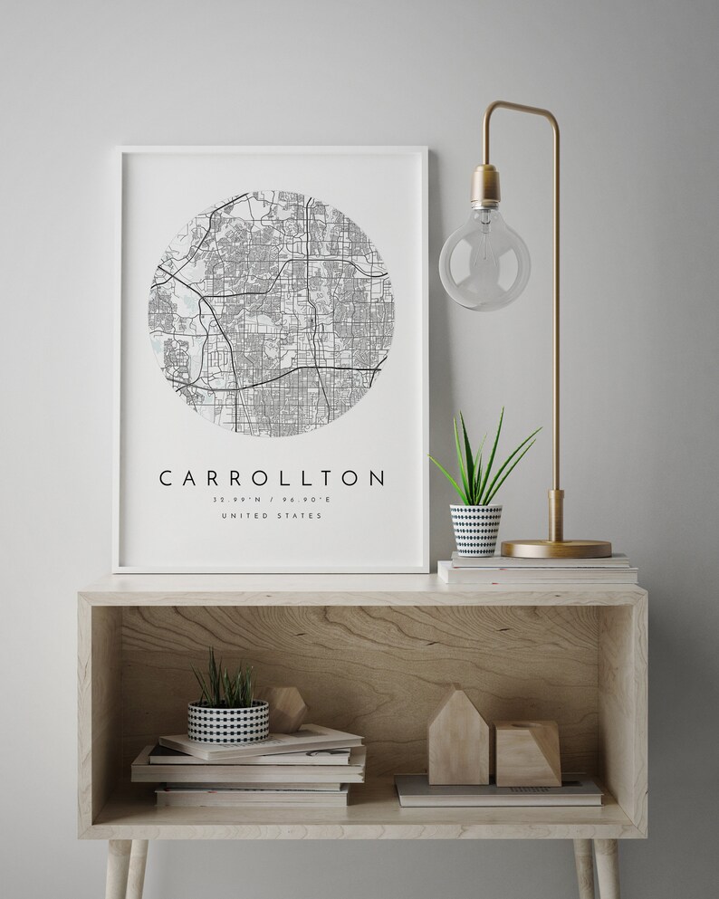 Carrollton Map Carrollton Texas City Map Home Town Map - Etsy