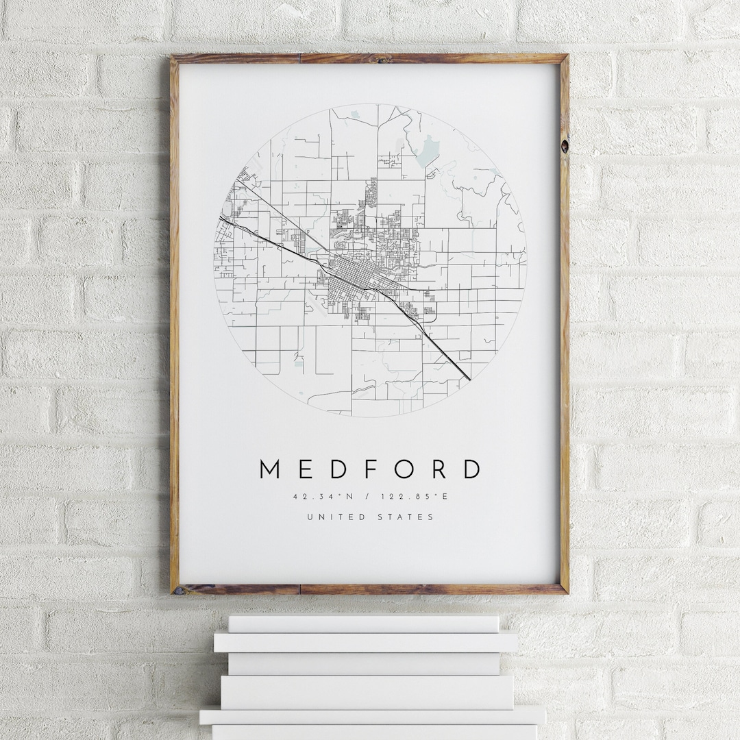 Medford Map, Medford, Oregon, City Map, Home Town Map, Medford Print ...