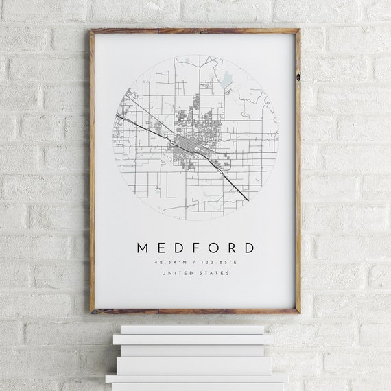 Medford Map Medford Oregon City Map Home Town Map Medford - Etsy