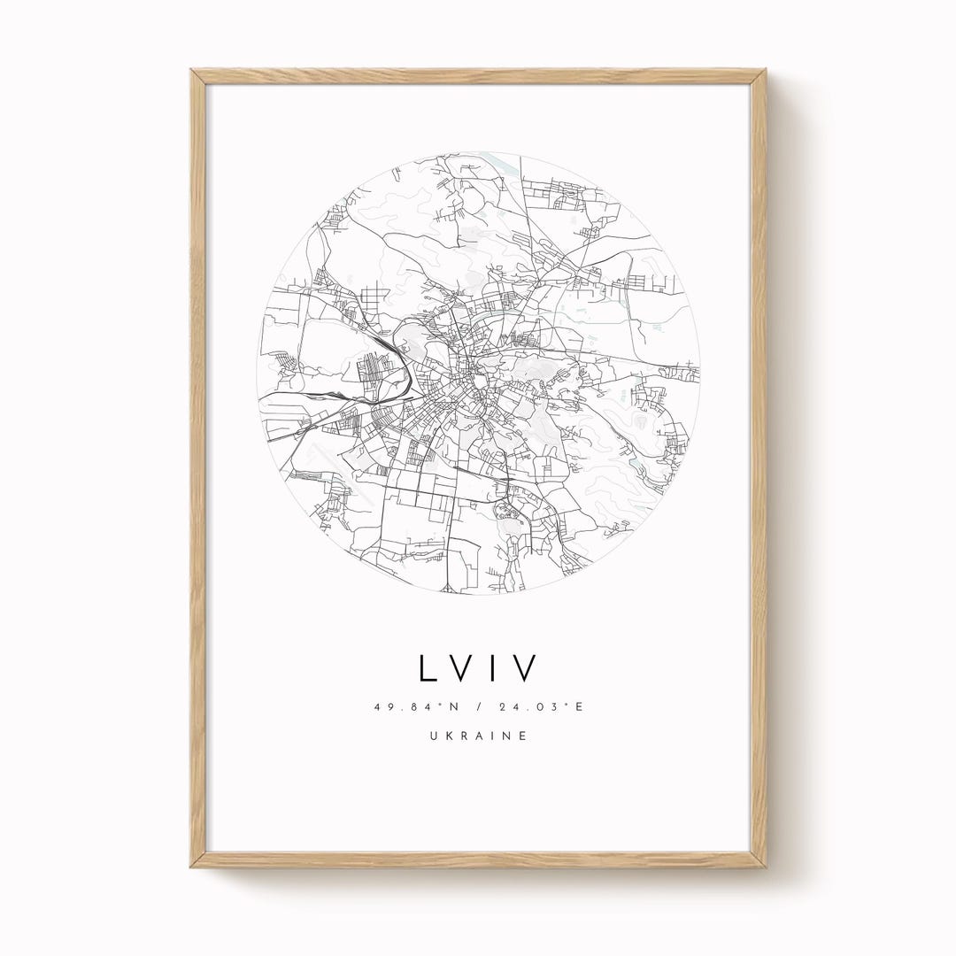 Lviv Map Poster - Clean Minimalist Design on Matte Fine Art Paper - Etsy