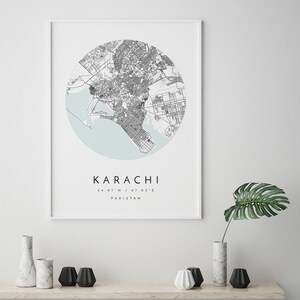 Karachi Map, Karachi, Pakistan, City Map, Home Town Map, Karachi Print ...
