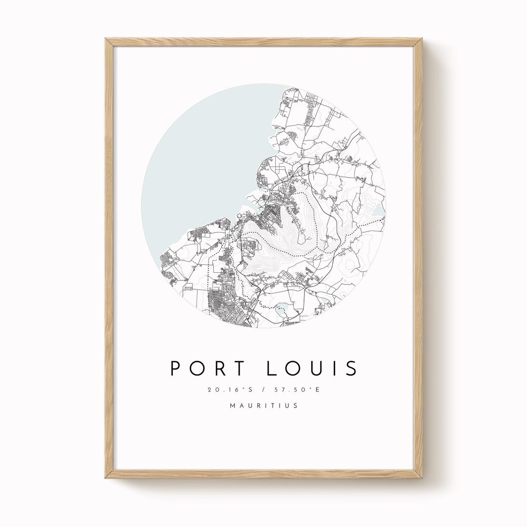 Port Louis Map Print, Mauritius Minimalist Wall Art (multiple Sizes ...