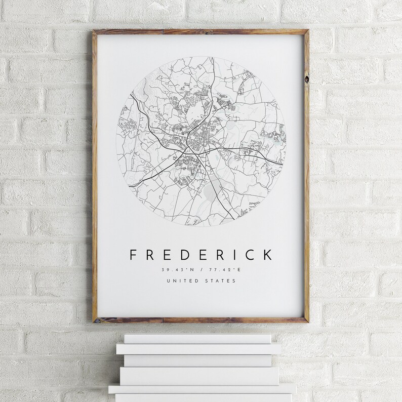 Frederick Map Frederick Maryland City Map Home Town Map - Etsy