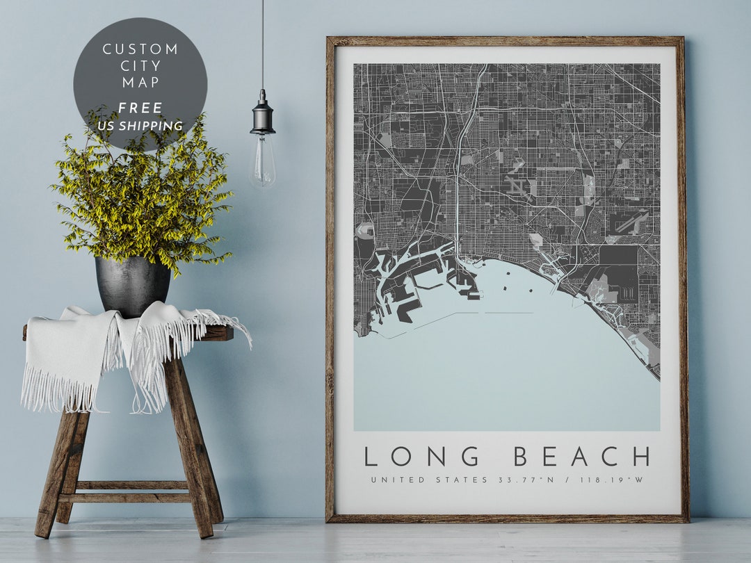 Custom Map Art Print: Personalized Location (grey and Blue Tones) - Etsy