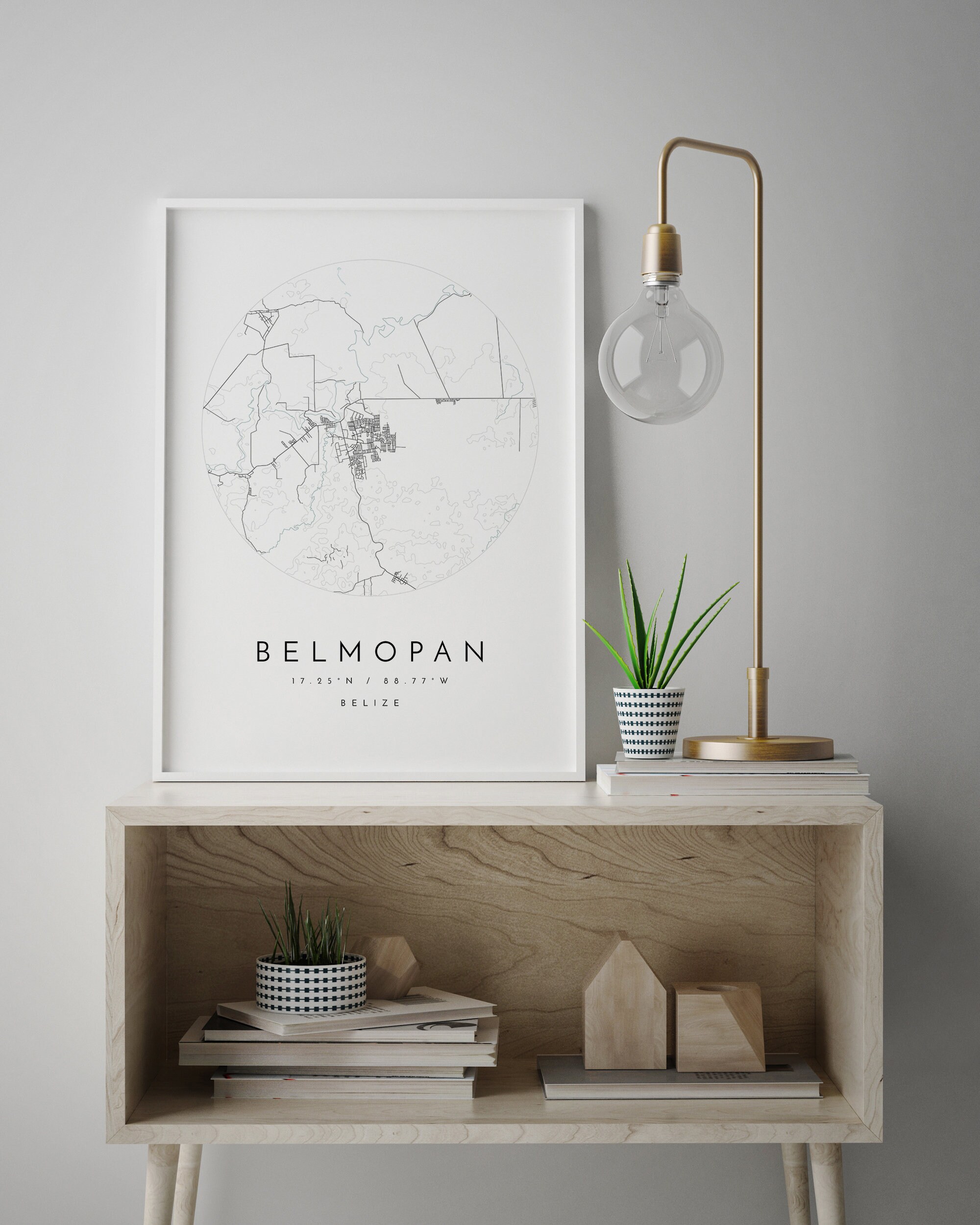 Mapa de Belmopan Belmopan Belice Mapa de la ciudad Mapa de | Etsy México