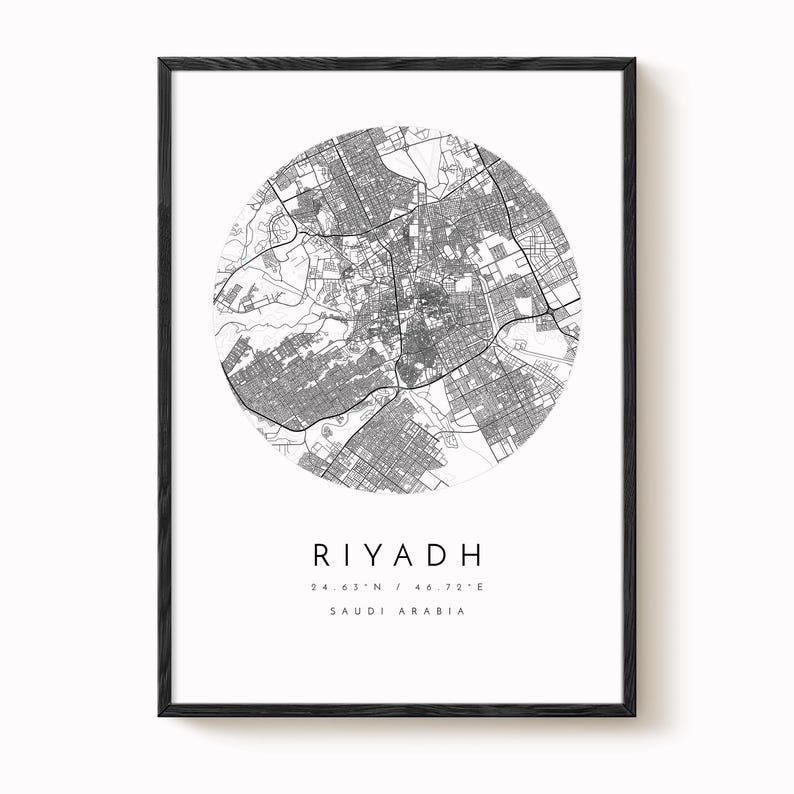 Riyadh Map, Riyadh, Saudi Arabia, City Map, Home Town Map, Riyadh Print ...