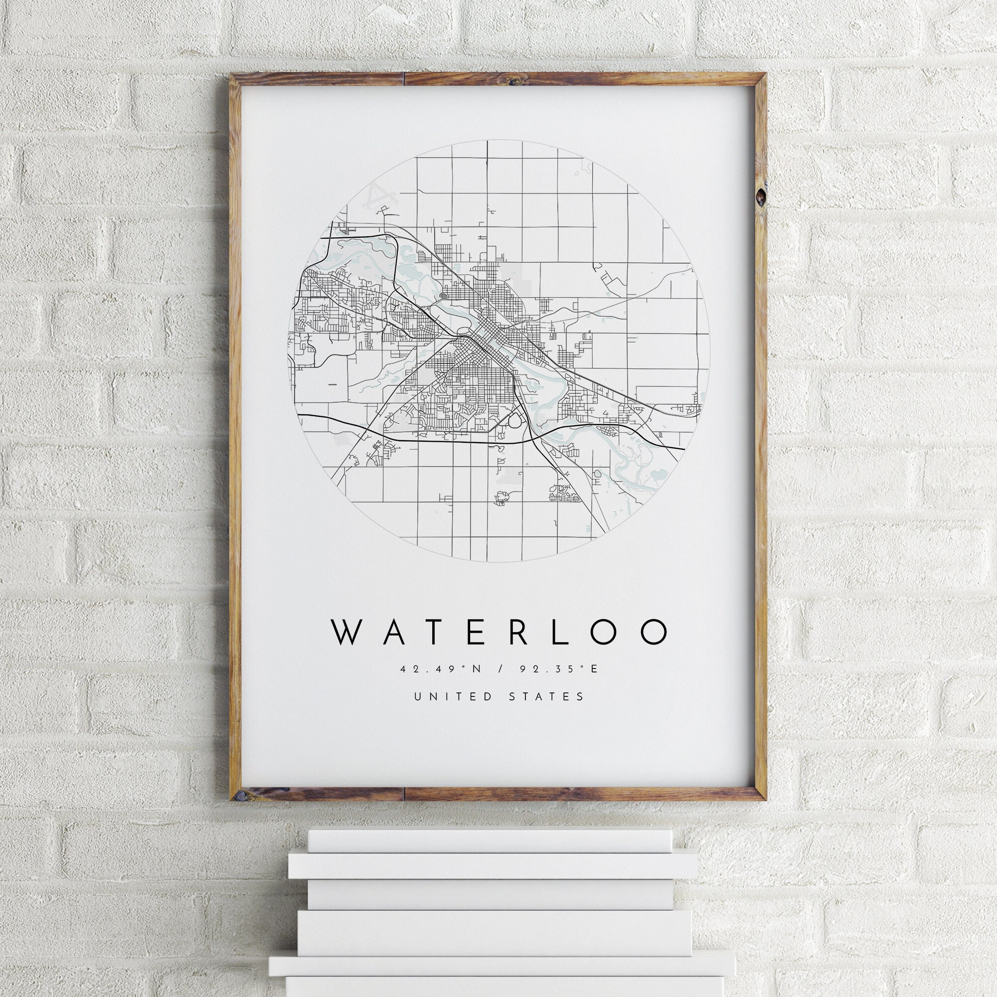 Waterloo Map Waterloo Iowa City Map Home Town Map - Etsy