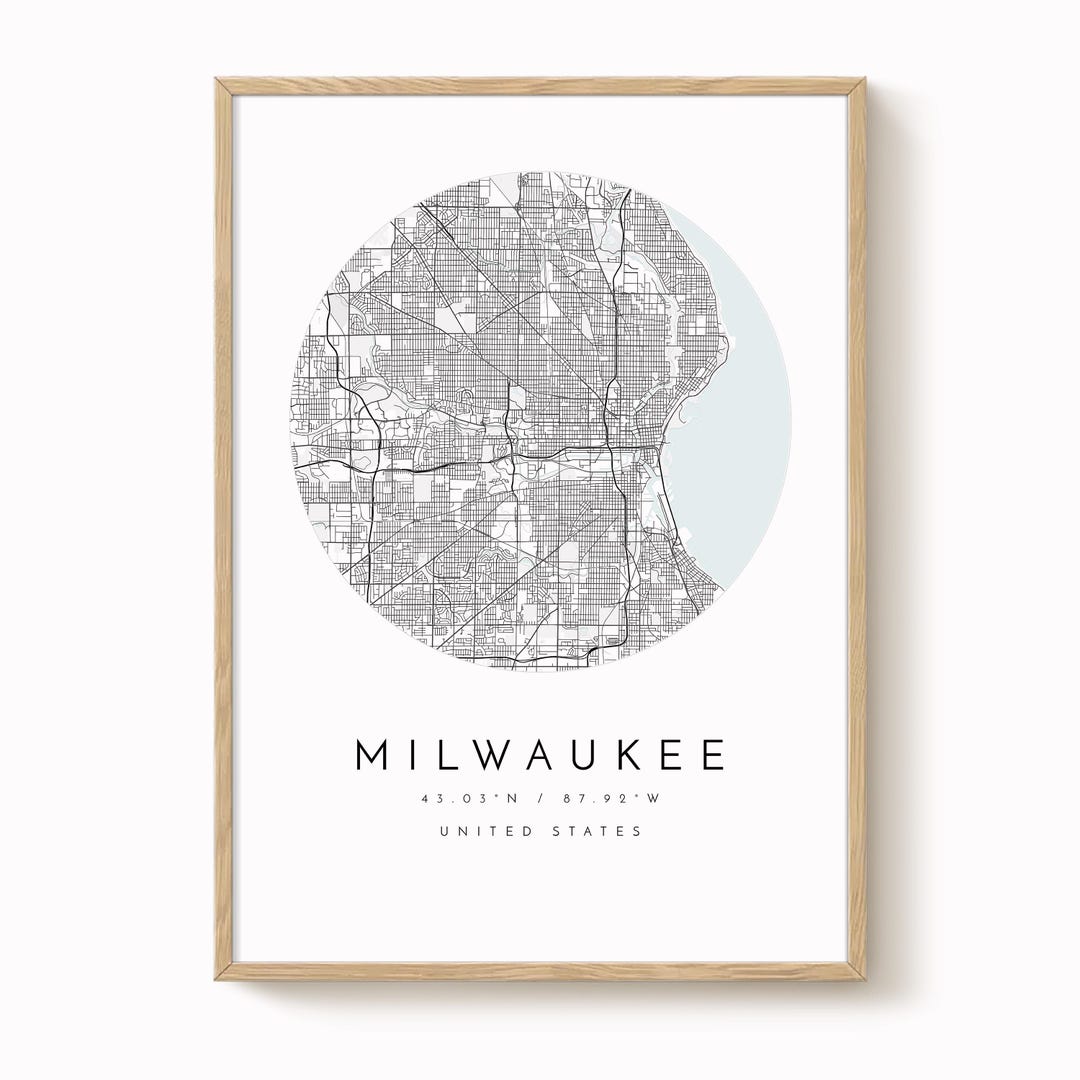 Milwaukee Map Print, Minimalist City Art, Blue Grey (multiple Sizes) - Etsy