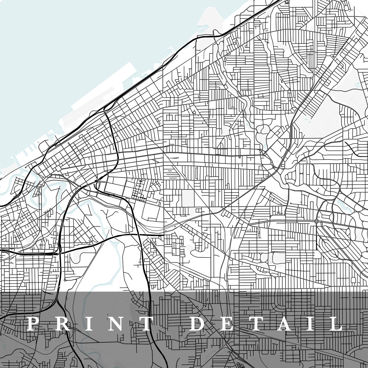 Cleveland Map Map of Cleveland Cleveland Print of - Etsy