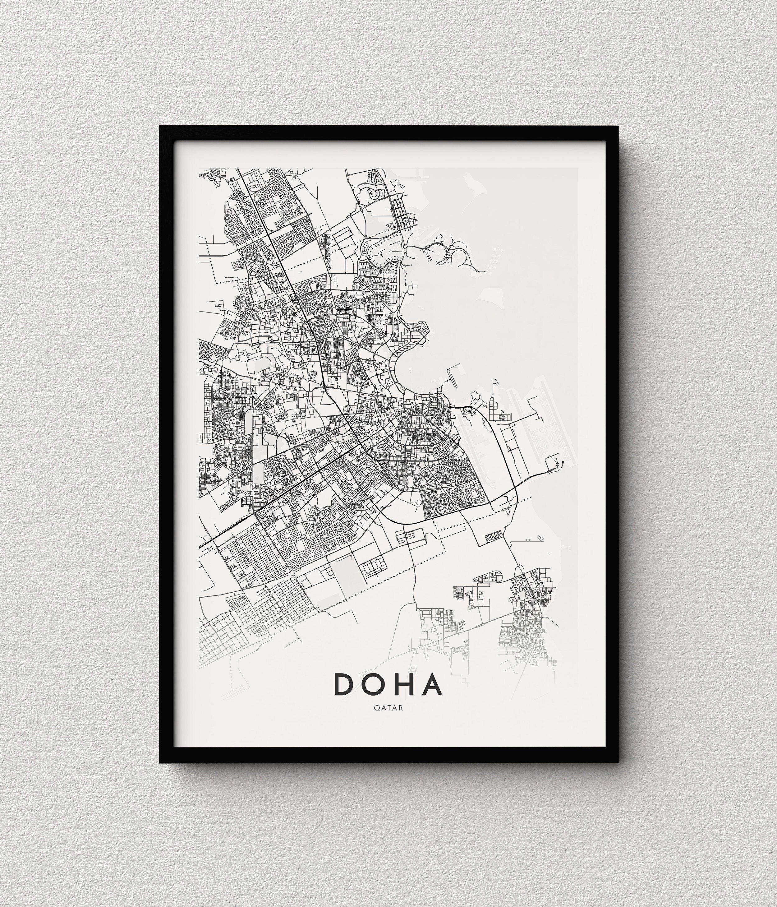 Doha Map Doha Qatar City Map Print Map Poster Map Print - Etsy