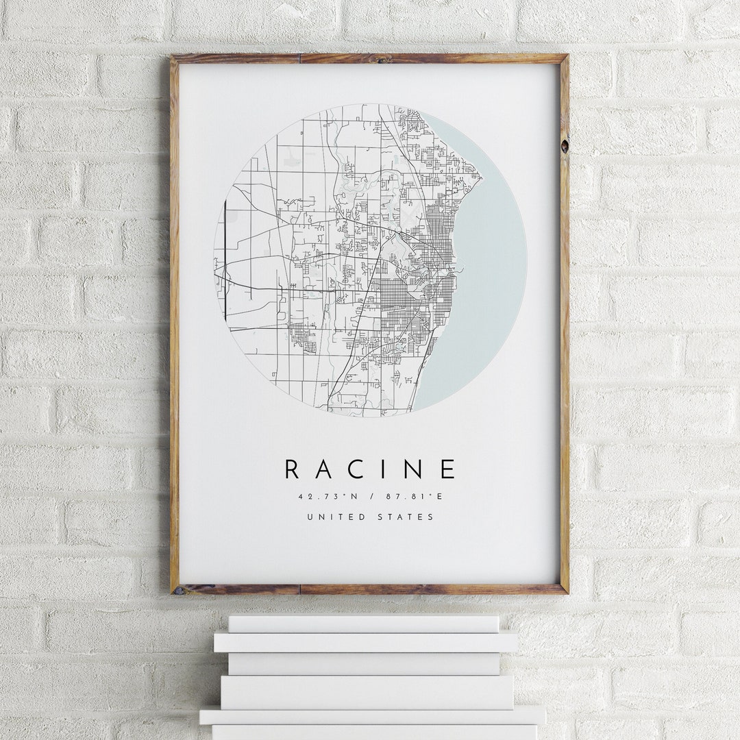 Racine Map, Racine, Wisconsin, City Map, Home Town Map, Racine Print ...