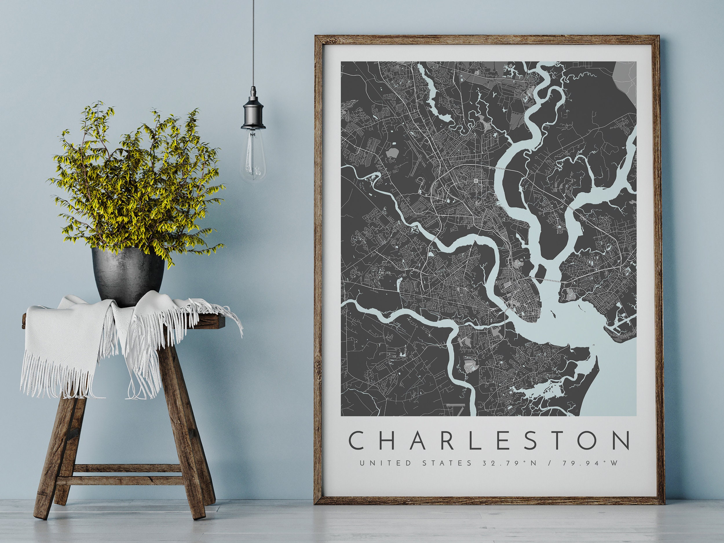 City Map Charleston Map Minimalist Map Charleston Print - Etsy