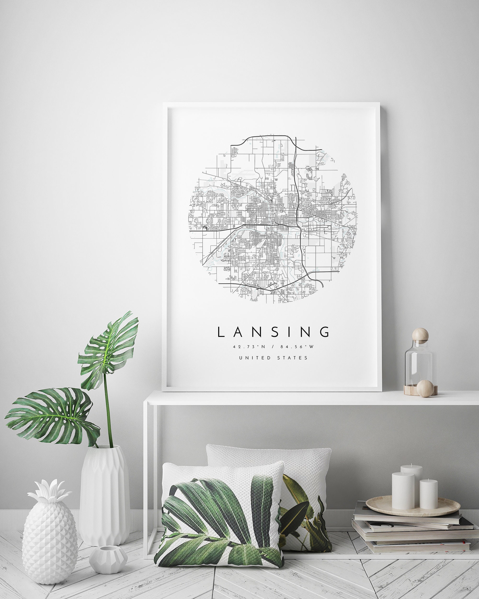 Lansing Map Lansing Poster Lansing Map Poster Lansing Art - Etsy