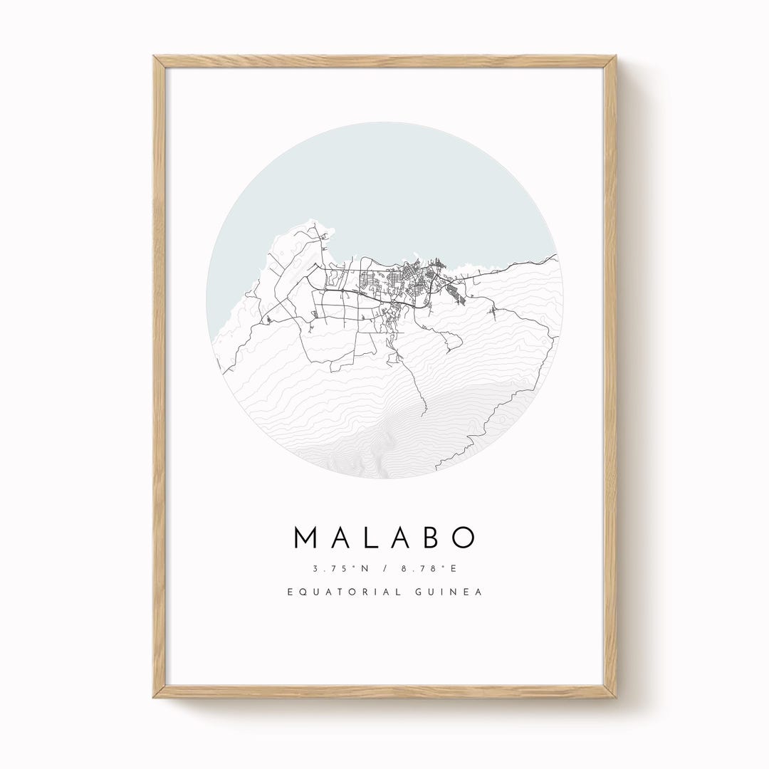 Malabo, Equatorial Guinea Map Print, Modern Minimalist Wall Art, Malabo ...