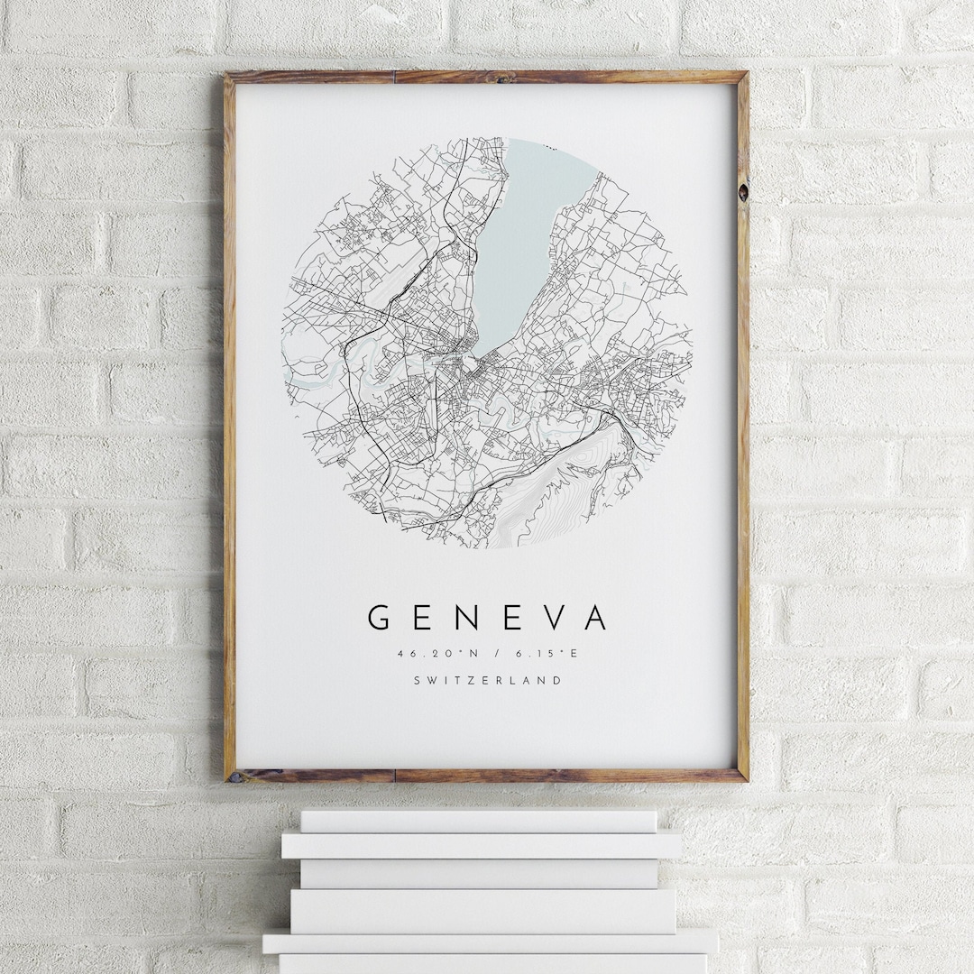 Geneva Map, Geneva Poster, Geneva Map Poster, Geneva Art, Map of Geneva ...