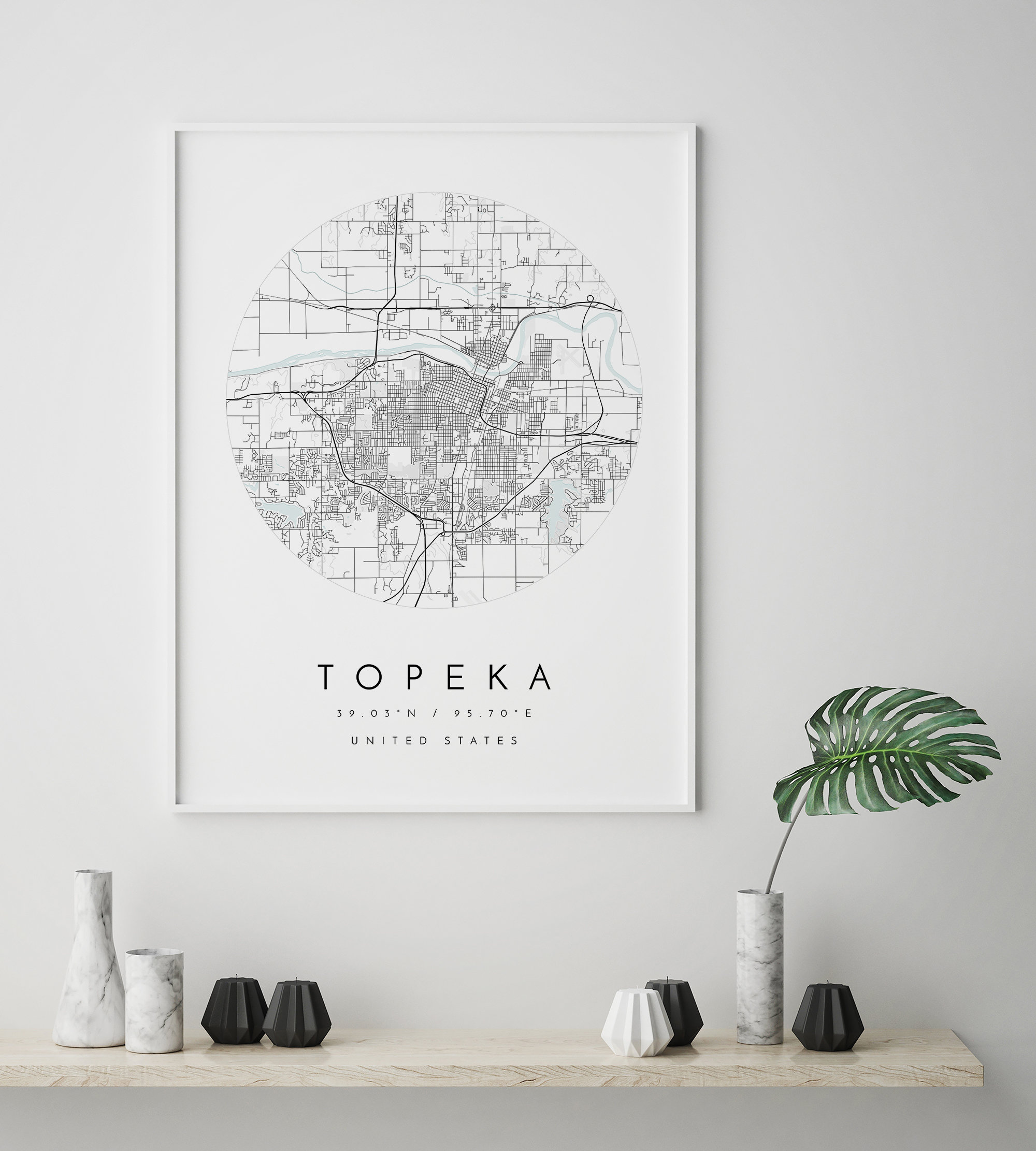 Topeka City Map Map of Topeka Home Town Map City Map | Etsy