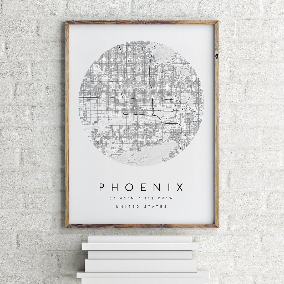 Map of Phoenix, City Map Phoenix, Phoenix Map, Minimalist Map, Phoenix ...