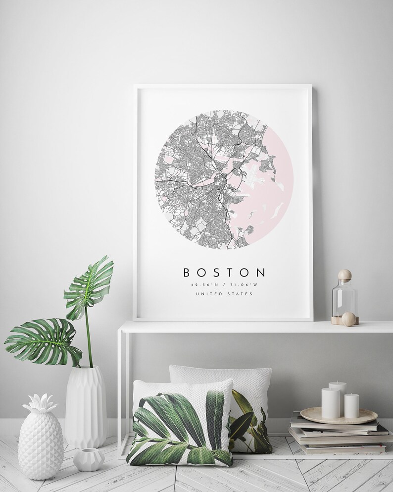 City Map Boston Map Minimalist Map Boston Print Boston - Etsy