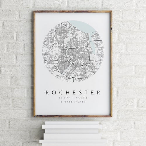 Rochester Map Print New York NY USA Map Art Poster Monroe - Etsy