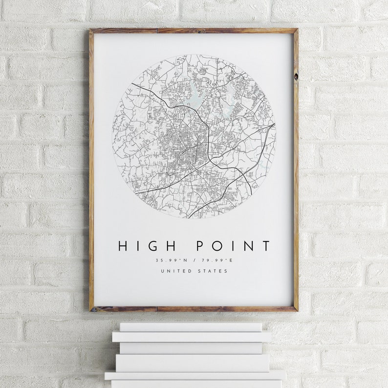 High Point Map High Point North Carolina City Map Home | Etsy