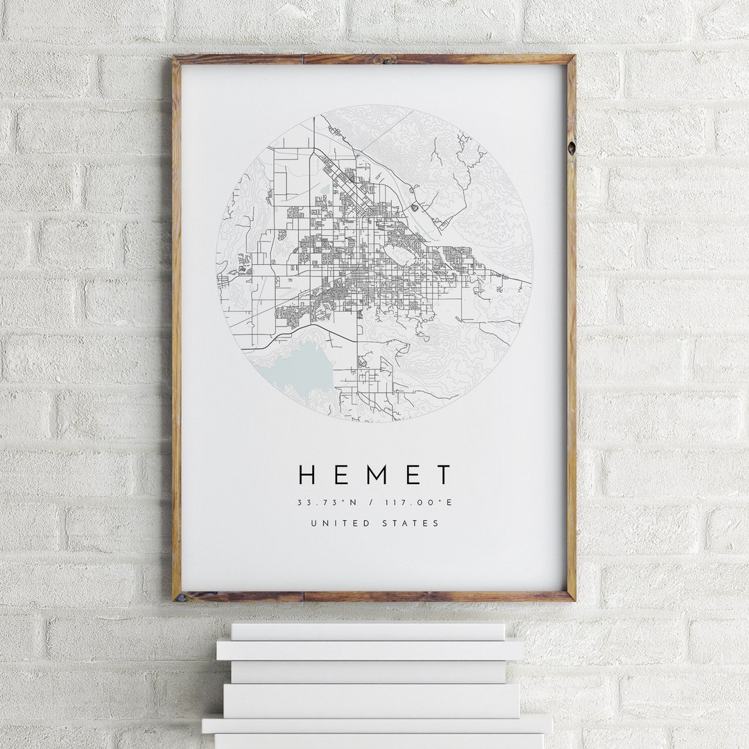 Hemet Map, Hemet, California, City Map, Home Town Map, Hemet Print ...