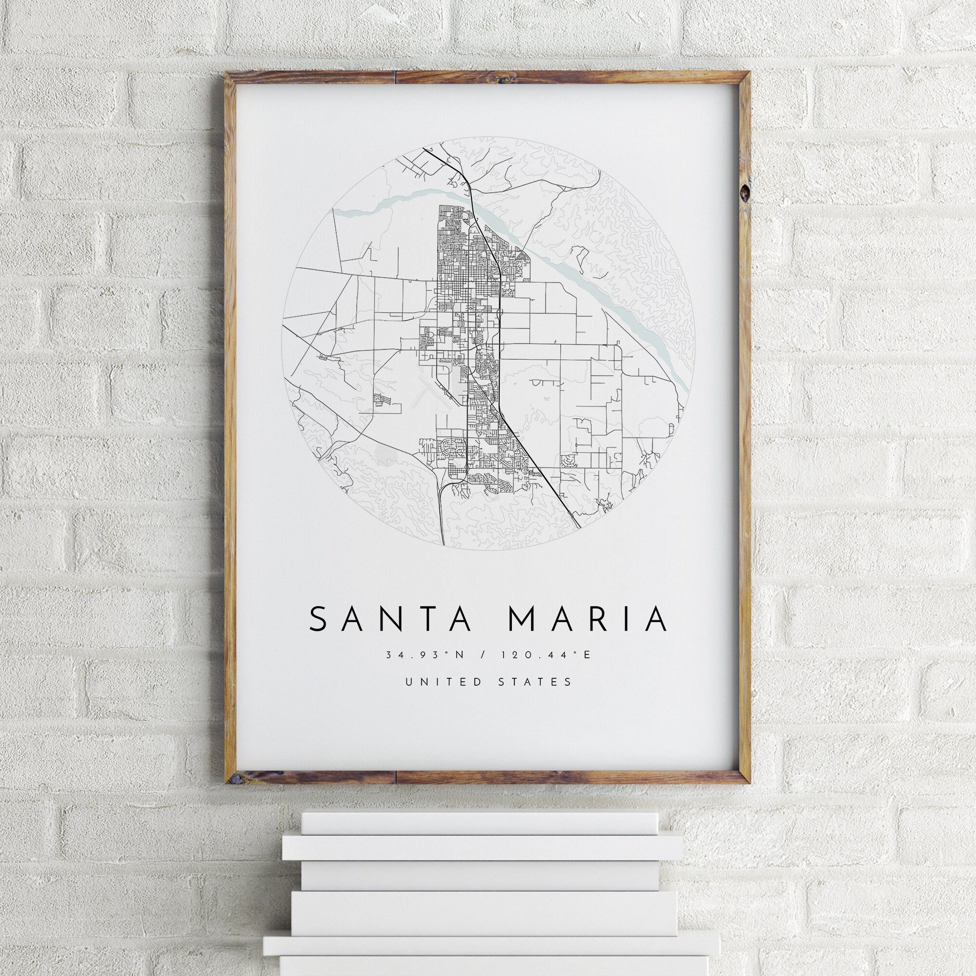 Santa Maria Map Santa Maria California City Map Home Town | Etsy