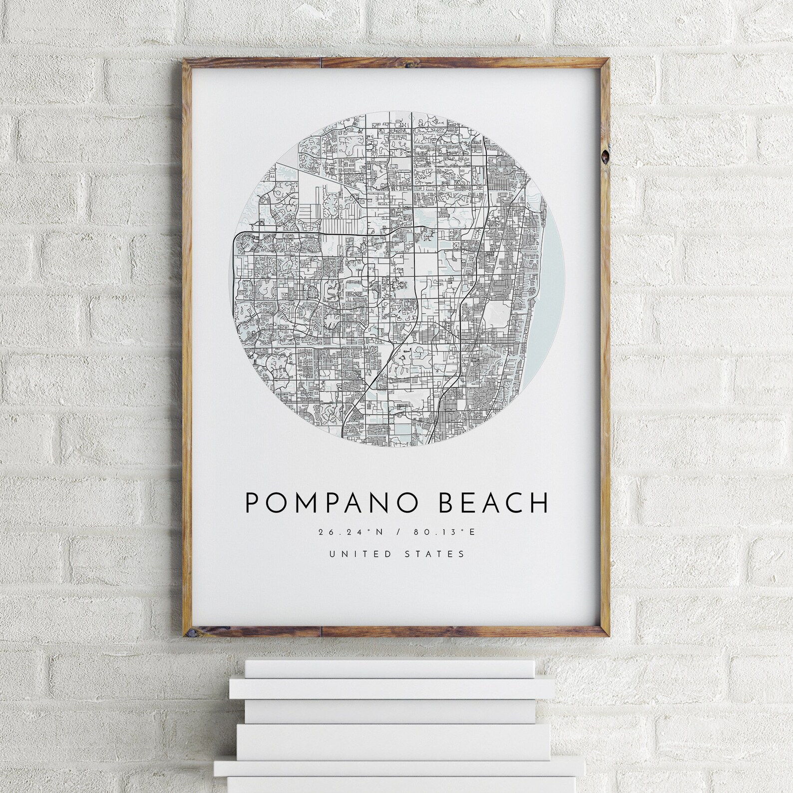 Pompano Beach Map Pompano Beach Florida City Map Home Town - Etsy