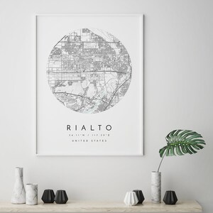 Rialto Map, Rialto, California, City Map, Home Town Map, Rialto Print ...