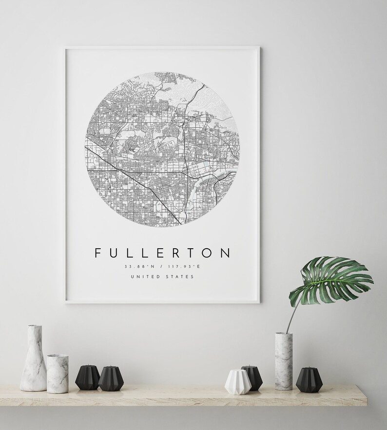Fullerton Map Fullerton California City Map Home Town Map - Etsy