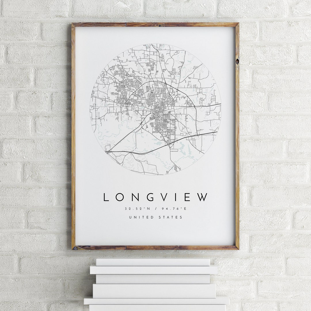 Longview Map, Longview, Texas, City Map, Home Town Map, Longview Print ...