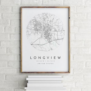 Longview Map, Longview, Texas, City Map, Home Town Map, Longview Print ...