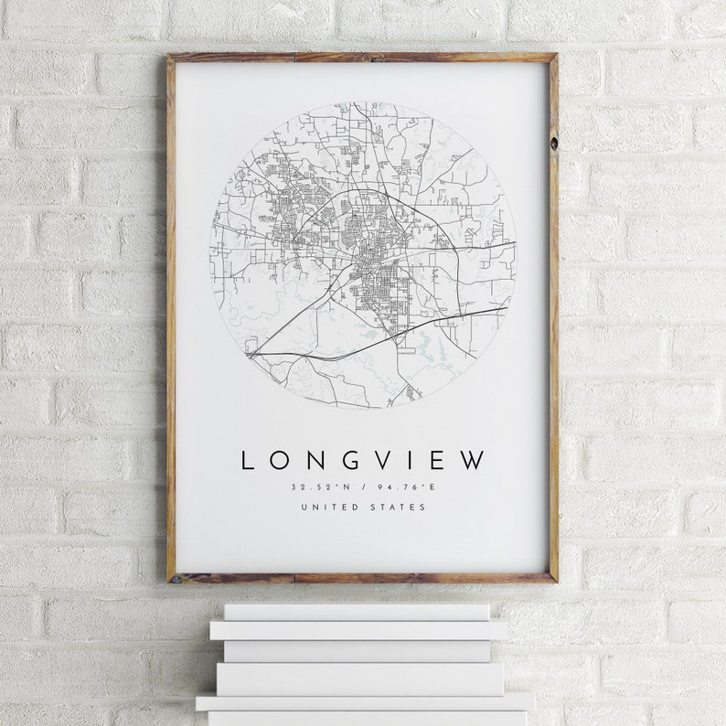 Longview Map Longview Texas City Map Home Town Map - Etsy