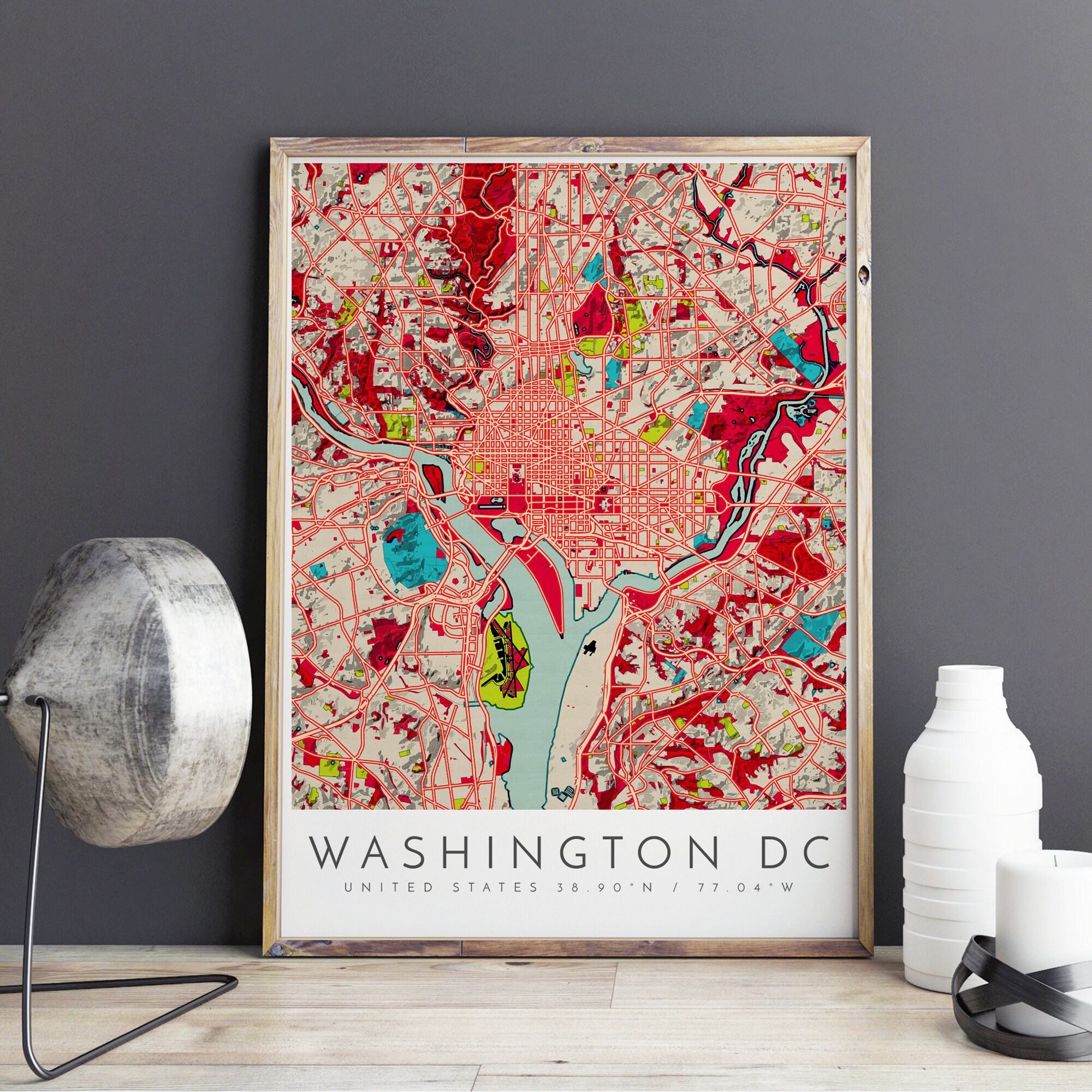 Washington DC Map Print Washington DC Print Washington Dc | Etsy