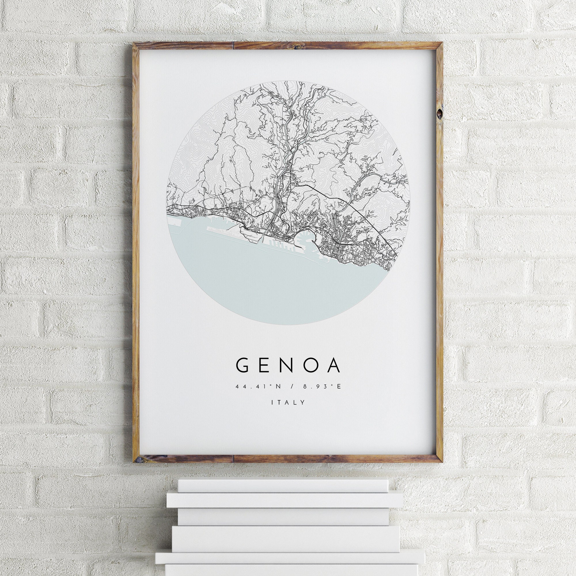 Genoa Map Genoa Italy City Map Home Town Map Genoa Print | Etsy