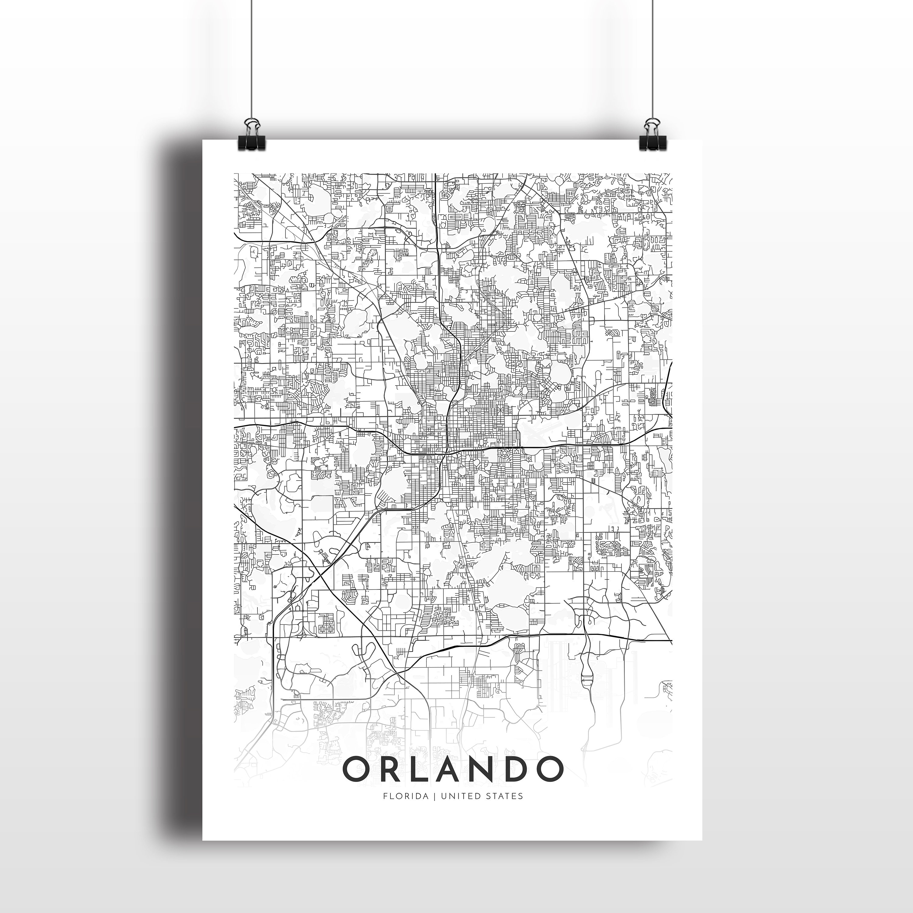 Orlando Map Orlando Florida City Map Print Map Poster - Etsy