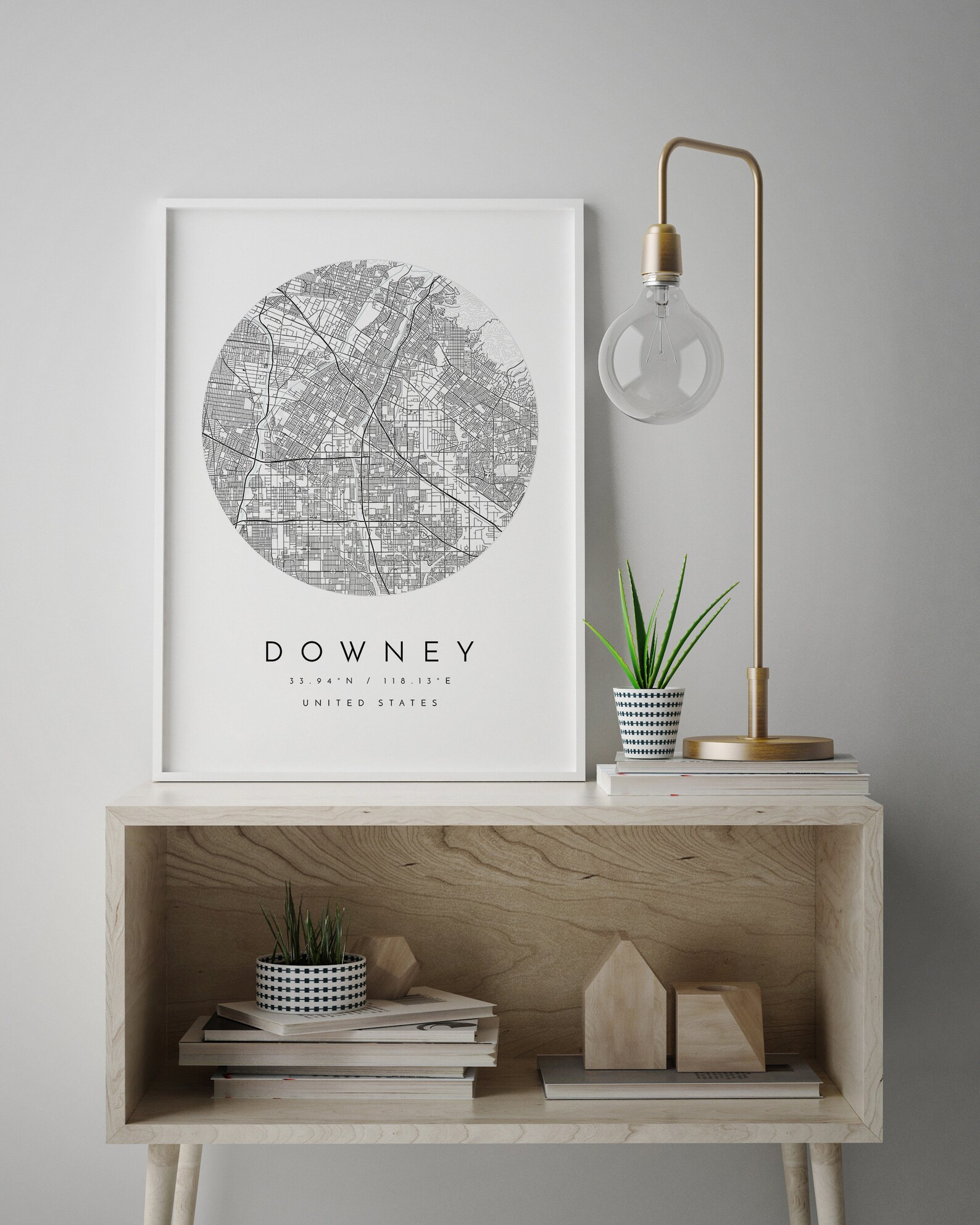 Downey Map Downey California City Map Home Town Map - Etsy