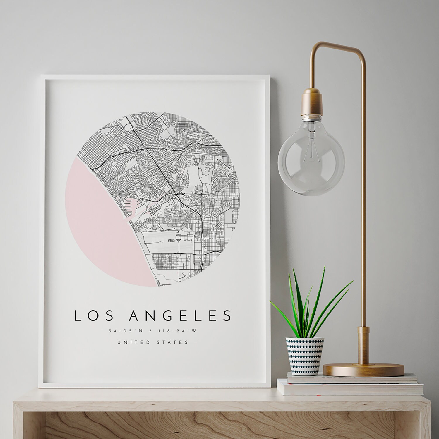 Los Angeles Map Minimalist Map Los Angeles Print Los | Etsy
