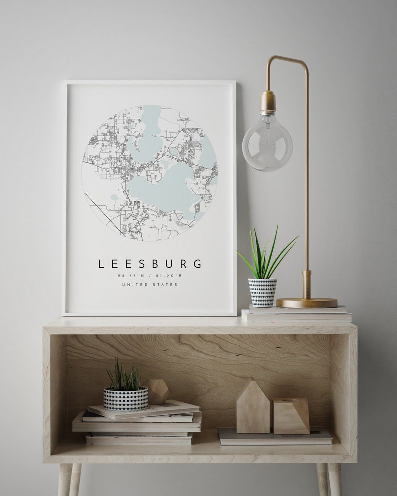 Leesburg Map Leesburg Florida City Map Home Town Map - Etsy