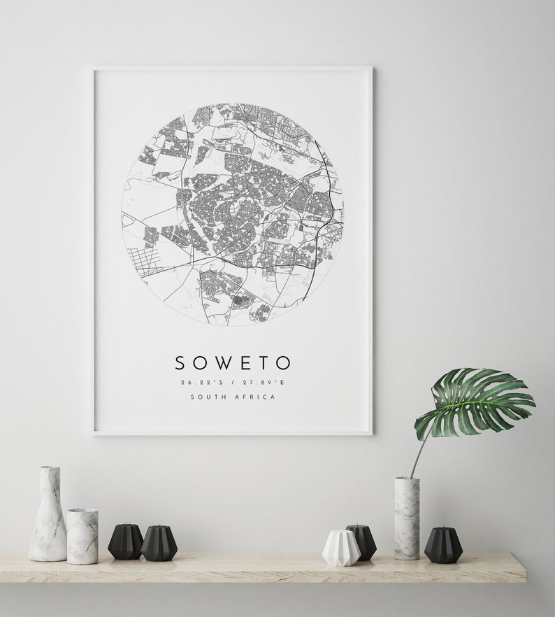 Soweto Map Soweto South Africa City Map Home Town Map - Etsy UK