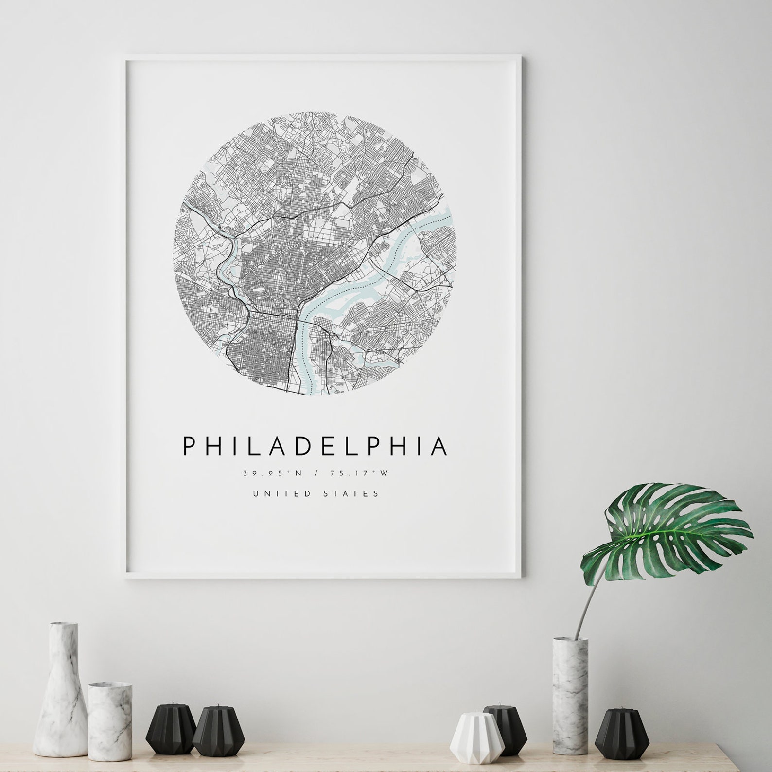 Philadelphia Map Minimalist Map Philadelphia Print - Etsy