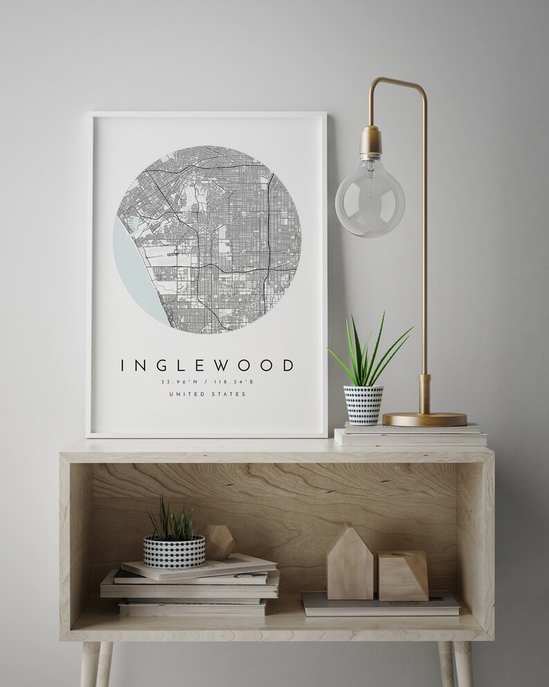 Inglewood Map Inglewood California City Map Home Town Map | Etsy