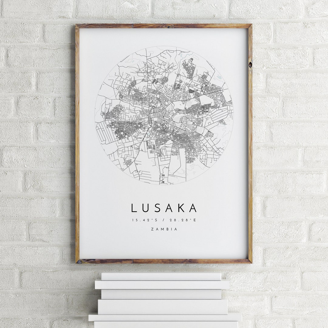 Lusaka Map, Lusaka, Zambia, City Map, Home Town Map, Lusaka Print, Wall ...