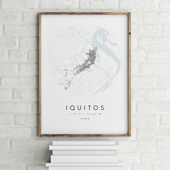 Iquitos Map Iquitos Peru City Map Home Town Map Iquitos | Etsy