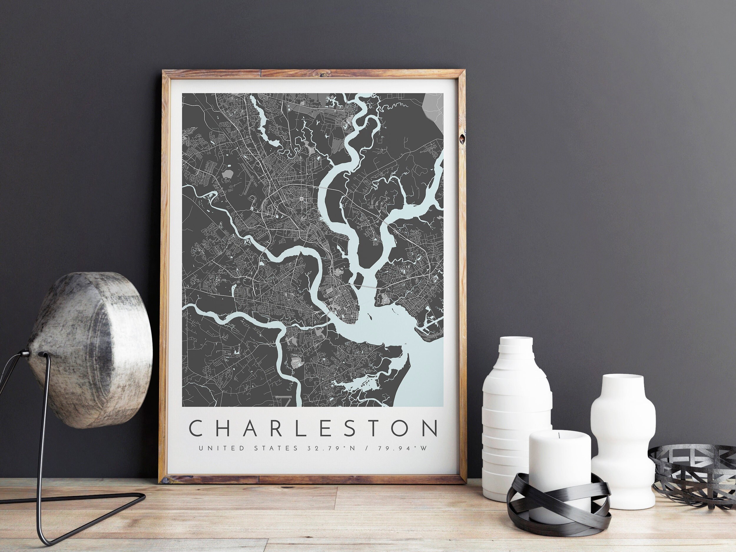 City Map Charleston Map Minimalist Map Charleston Print - Etsy